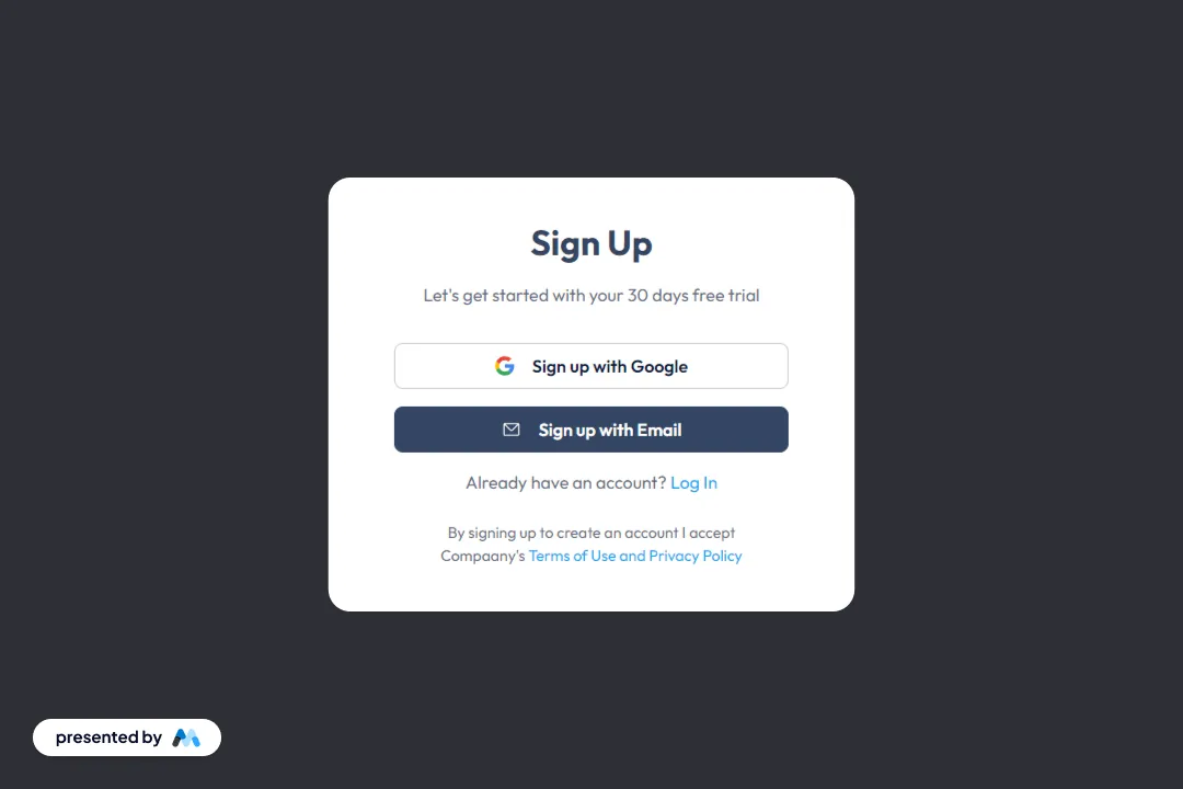 Sign up with Email modal | Free Webflow Component